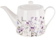 Bílá/fialová porcelánová konvice na čaj 1 l Louka – Orion