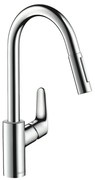 Hansgrohe Focus M41, páková dřezová baterie 240, s vytahovací sprškou, chromová, 31815000
