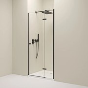 Erga Bern, 1-křídlé dělené sprchové dveře do otvoru 70x195 cm, 6mm čiré sklo, černý profil, ERG-V02-BERN-D070-BK