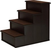 PawHut Pet Stairs 4-krokové schody pro psy a kočky s protiskluzovou podložkou pro auto, postel a pohovku, tmavě hnědé 40 x 59 x 54,2 cm | Aosom