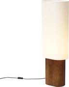 Japandi stojací lampa z ořechového dřeva s látkovým stínidlem 90 cm - Lamel