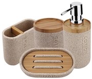 Nimco Kora - Sada doplňků do koupelny 4 v 1, pískově béžová/bambus KO 24000SET-86