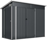 Outsunny plechový zahradní domek 2,68 m² – zamykatelný, 3 dveře, větraný, pultová střecha, rukavice v balení (234 × 132 × 185 cm)
