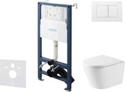 kielle Genesis New - Set předstěnové instalace, klozetu Nefia, Vortex Rimless+, sedátka softclose a tlačítka Gemini New III, lesklá bílá 30528SS52