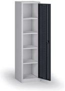 Úzká policová dílenská skříň, 4 police, 1950 × 505 × 500 mm, grafitové dveře
