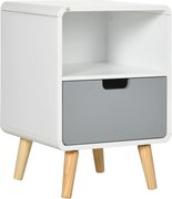 Noční stolek HOMCOM Noční stolek se zásuvkou a otevřenou přihrádkou, bílá barva 40x38x58cm do ložnice a obývacího pokoje | Aosom.de
