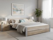 Postel IKAROS DOUBLE 140 x 200 cm, dub sonoma/šedá Rošt: S laťkovým roštem, Matrace: Bez matrace