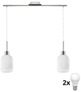 LED Lustr na lanku HARMA 2xE27/60W/230V matný chrom/bílá