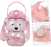 Flamenco Mystique Růžová láhev na vodu s úchopem SWEET BEAR 1000 ML BD27
