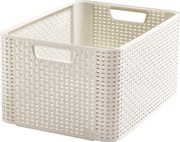 Box úložný Rattan Style2 M, krémový, 38,6 x 17,2 x 28,7 cm