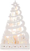 Dřevěná dekorace STROM s LED 45 cm, bílá