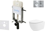 kielle Genesis New - Set předstěnové instalace, klozetu Oudee, Vortex Rimless+, sedátka softclose a tlačítka Gemini New I, lesklý chrom 30528SZ29