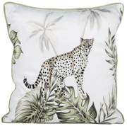Design 91 Dekorační povlak na polštář 45x45 Jungle 1 jungle manstera palmové listy panther bílá zelená