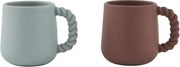 Modré/hnědé silikonové dětské hrnky v sadě 2 ks Mellow – OYOY Mini