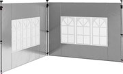 Set 2 bočních stěn Outsunny pro altán 3 x 3 m nebo 3 x 4 m, panel pro pavilon, s oknem, v oxfordské tkanině, 295 x 195 cm, světle šedá | Aosom