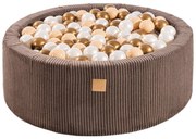 Hnědý manšestrový bazének s míčky ø 90x30 cm Montessori – Meowbaby