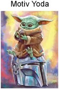 Diamantové malování - Filmové a pohádkové postavy II. (kulaté diamanty) Motiv: Yoda, Rozměr: 30x40 cm