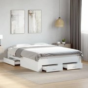 Rám postele se zásuvkami bílý 140 x 190 cm kompozitní dřevo 3280398