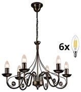 Brilagi - LED Lustr na řetězu STEFANO 6xE14/40W/230V černá patina
