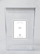 ČAJ – bílá samolepka na dózu, základní písmo, 6 × 8 cm | DomaLEP