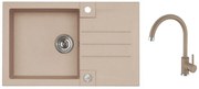 Alveus - Set dřezu Rock 130 a baterie Kati, s ovládáním odpadu, beige SETA25889