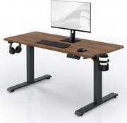 Elektrický stůl s regulací výšky ergonomický antracitový/ořech,1400x700 mm: ARIA