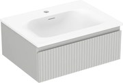 Mexen Rivel, koupelnová skříňka 60 cm s umyvadlem Vela, 1 zásuvka, drážkovaná, šedá matná/bílá, 91A20-06023-1-BF62-W23M01