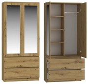 Šatní skříň se zrcadlem MALWA SS-90 dub artisan