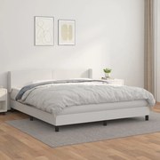 Box spring postel s matrací bílá 160x200 cm umělá kůže