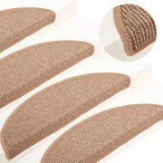 Schodové rohože 15 ks 56 x 17 x 3 cm světle hnědé půlkulaté 149851