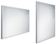 Nimco - Zrcadlo s LED osvětlením, 90x70 cm, hranaté, aluminium ZP 13019