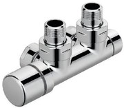 Zehnder - Rohová armatura Set Q, 1/2, s regulační hlavicí vlevo, přívod vlevo, rozteč 50 mm, chrom 839108