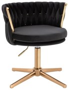 LuxuryForm DESIGN Otočná židle LYON VELUR na zlatém kříži - černá
