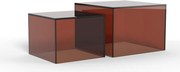 Hnědé skleněné konferenční stolky v sadě 2 ks 50x50 cm Dice – Actona