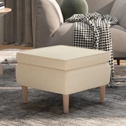 Stolička s dřevěnými nohami krémová textil 329455