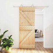Posuvné Dveře S Kováním 80 X 210 Cm Masivní Borové Dřevo
