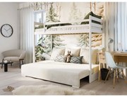 Legno Dětská patrová postel Sofie bílá s béžovou rozkládací pohovkou Rozměr (cm): 90x200/140x200, Barva látky: Béžová POSO