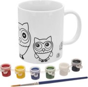 Porcelánový hrnek SOVA s barvami a štětcem, 380 ml