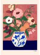 Plakát 30x40 cm Flowers on Blue Table – Carla Llanos – The Poster Club