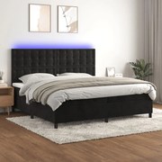 Box spring postel s matrací a LED černá 200x200 cm samet 3136385