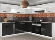 Kuchyňská linka Belini 420 cm bílý lesk / černý lesk s pracovní deskou Uniqaplus INF UNIQAPLUS/4/WT/WB/0/B1