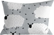 Polybavlněný povlak na polštář WHITE SHEEPS 50x70 cm, šedý