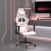 Herní židle bílá a růžová umělá kůže 3143673