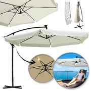 Flamenco Mystique Zahradní deštník 3,5m s SOLAR LED osvětlením, paží a volánem - krémový OGP11K