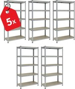 Akce 5x Regál 180x90x40 cm zinkovaný 5-policový, nosnost 875 kg