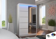 ADRK Šatní zrcadlová skříň posuvná s LED osvětlením NICEA W 120 L, bílá