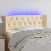Čelo postele s LED krémové 103 x 16 x 78/88 cm textil