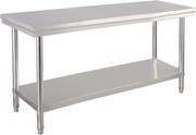 Costway Nerezový kuchyňský stůl gastro – 122 × 61 × 90 cm, stříbro