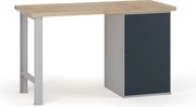 Dílenský pracovní stůl G7, buková spárovka, 1500 x 685 x 840 mm, 1x skříňka, grafit