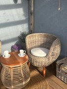 Vingo Ratanové křeslo s polstrem – šedé křeslo do obýváku i na terasu